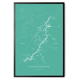 Kungsleden Trail Map Kungsleden Hiking Poster Kings Trail | Etsy