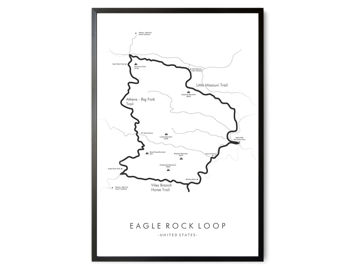 Eagle Rock Loop Trail Map Eagle Rock Loop Poster Ouachita | Etsy