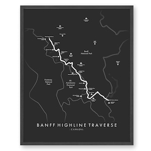 Banff Highligh Traverse Map | Banff Hiking Poster | Canadian Rockies ...
