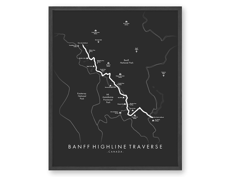Banff Highligh Traverse Map | Banff Hiking Poster | Canadian Rockies ...