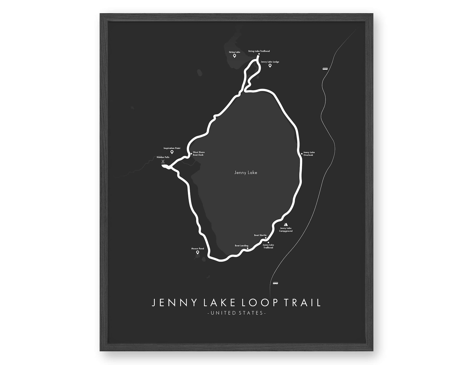 Jenny Lake Loop Trail Map Jenny Lake Loop Trail Poster - Etsy