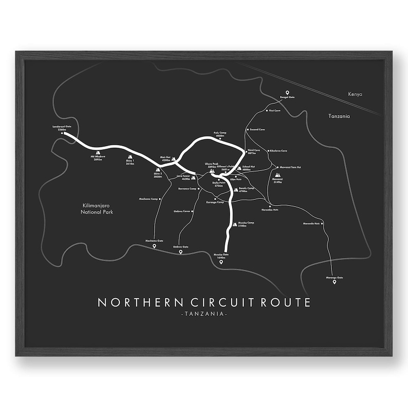 Northern Circuit Route Map Kilimanjaro Hiking Poster | Etsy