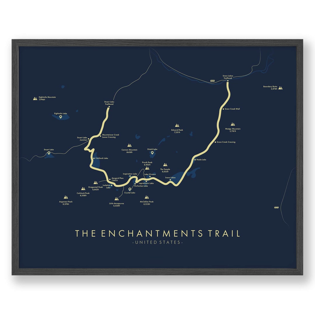 The Enchantments Trail Map | the Enchantments Trail Poster | Alpine ...