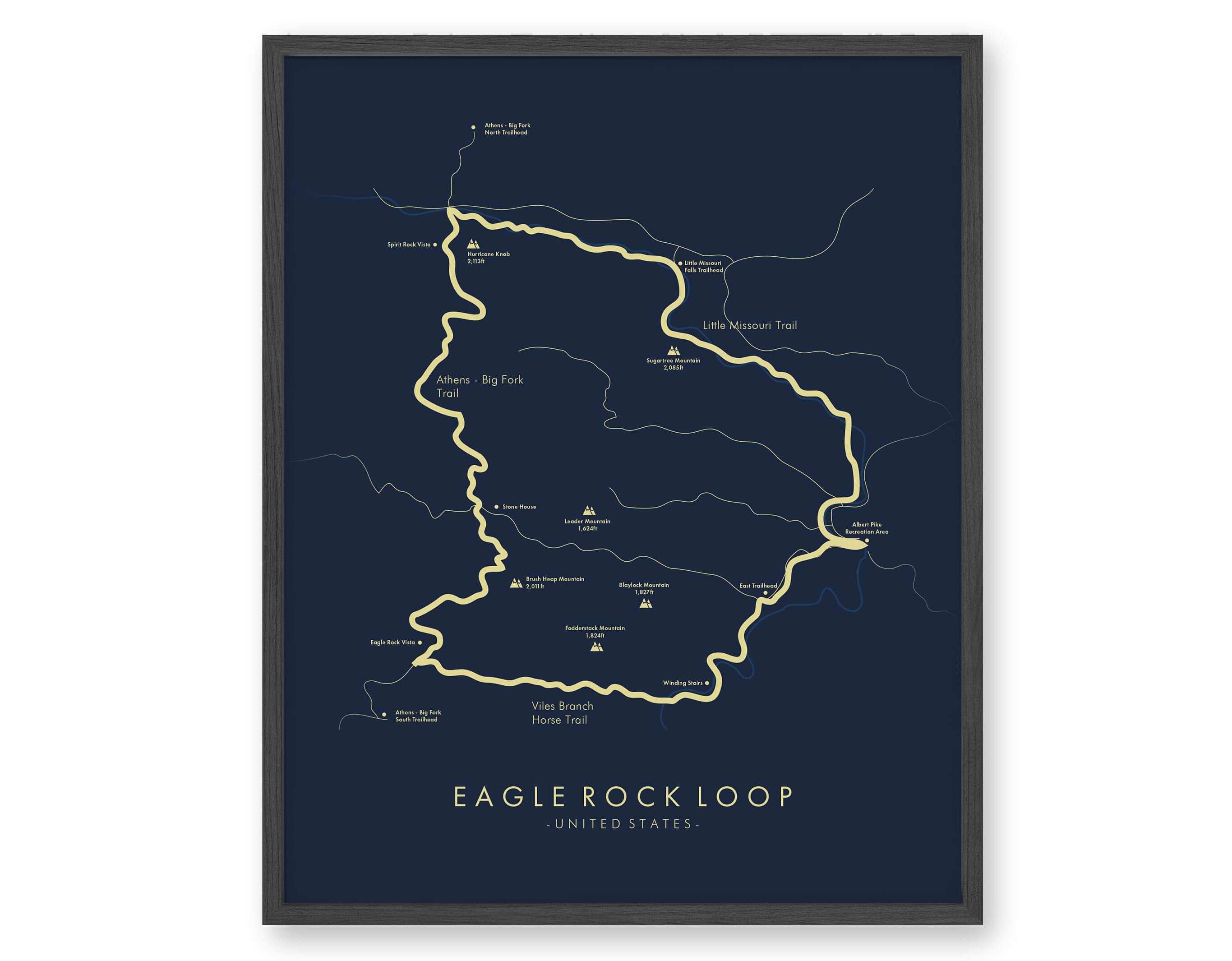 Eagle Rock Loop Trail Map Eagle Rock Loop Poster Ouachita | Etsy