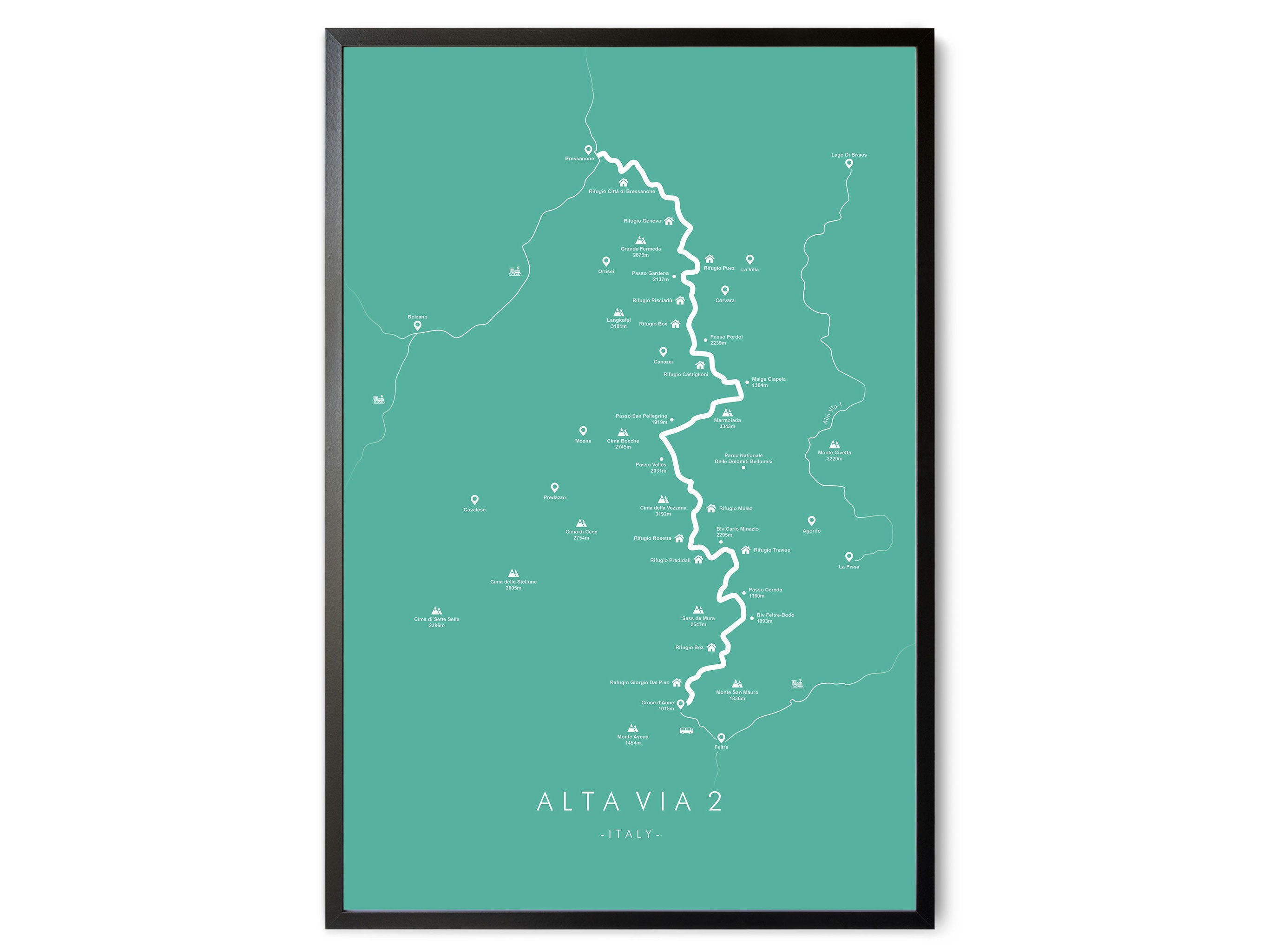 Alta Via 2 Poster Alta Via 2 Track Map Alta Via Wall Art | Etsy