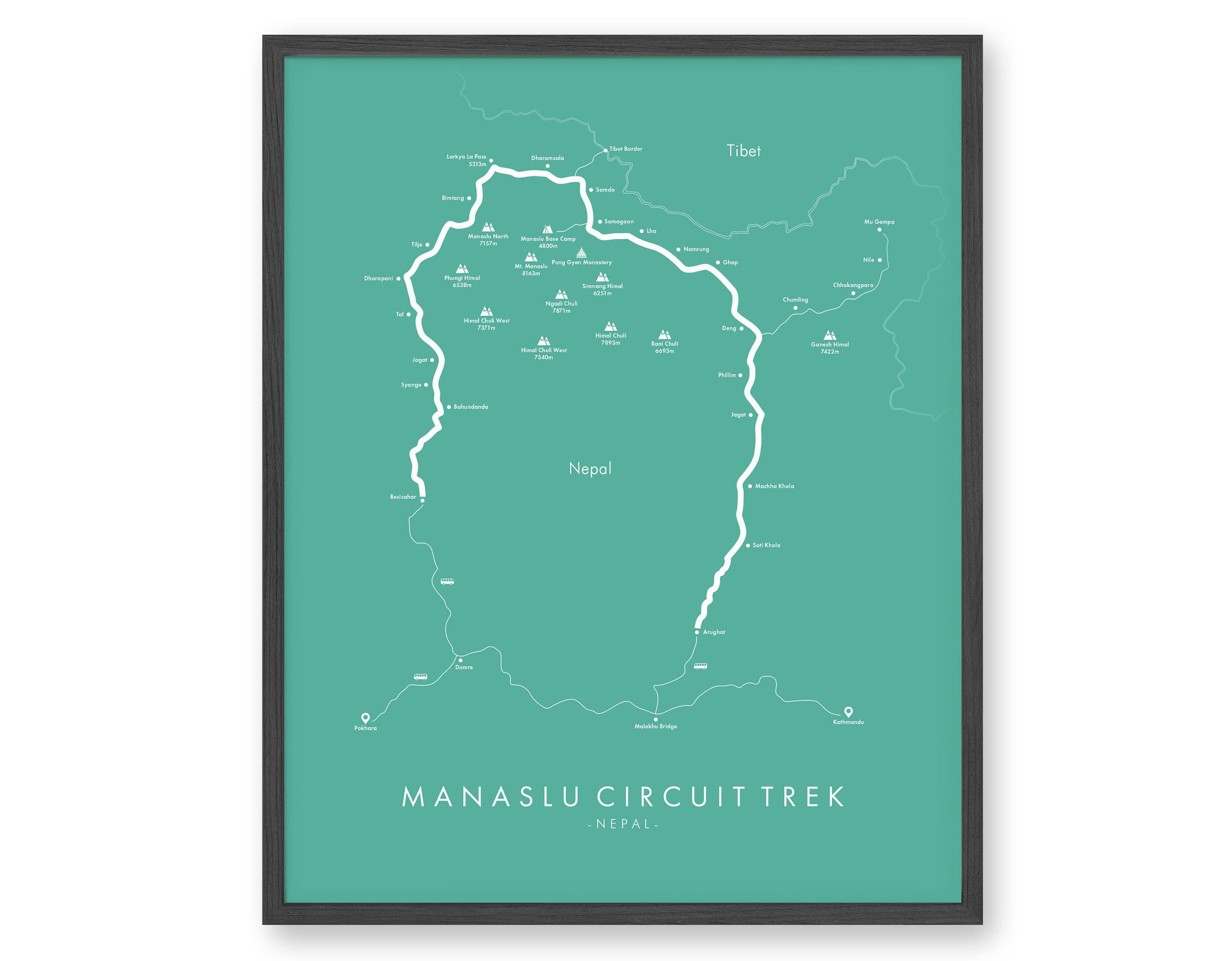 Manaslu Circuit Poster Manaslu Trail Map Nepal Wall Art - Etsy Canada