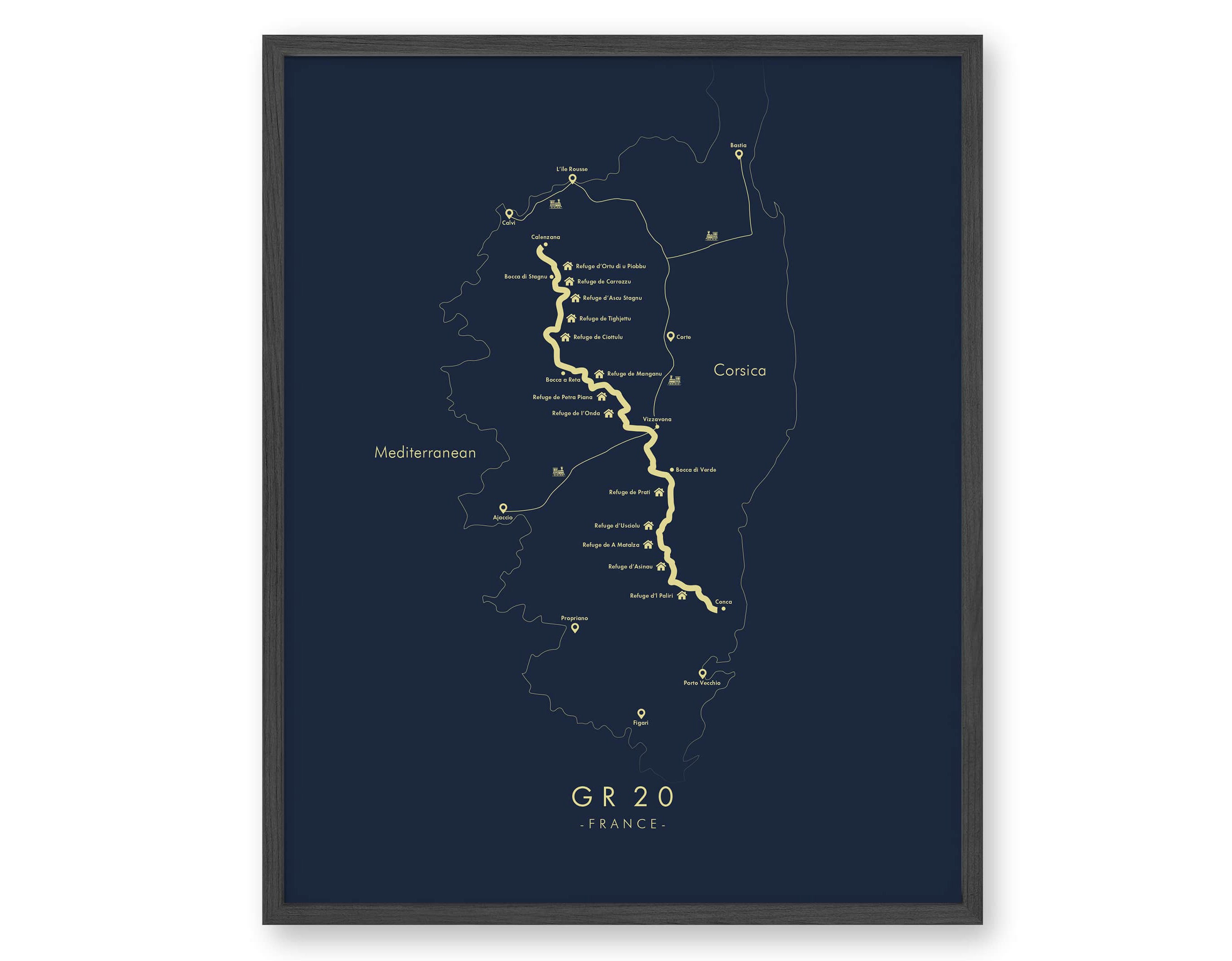 GR20 Track Map | GR20 Trail Poster | Corsica Hiking | Relive Your ...