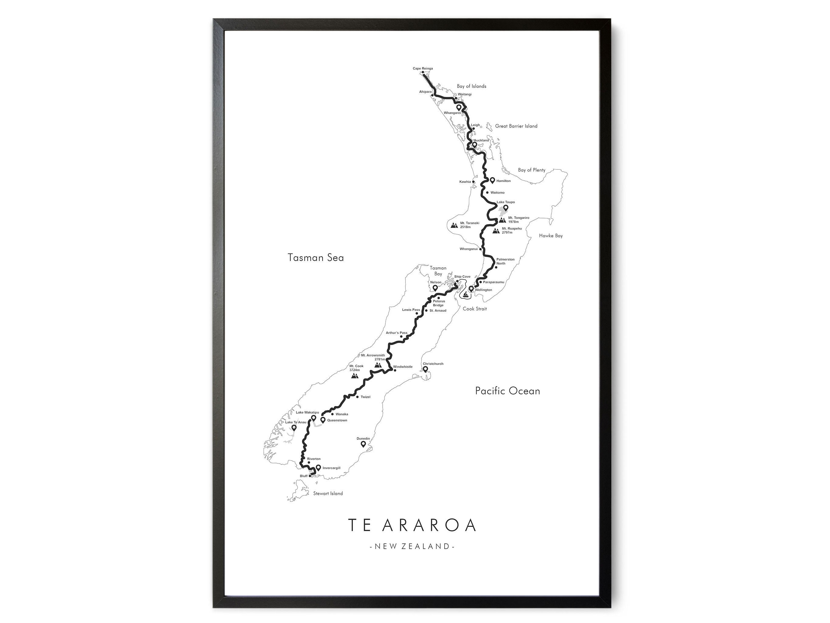 Te Araroa Poster Te Araroa Track Map New Zealand Trekking | Etsy