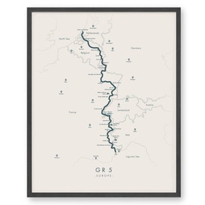 GR5 Trail Map | GR5 Hiking Trail Poster | Grand Randonnée Cinq | Europe ...