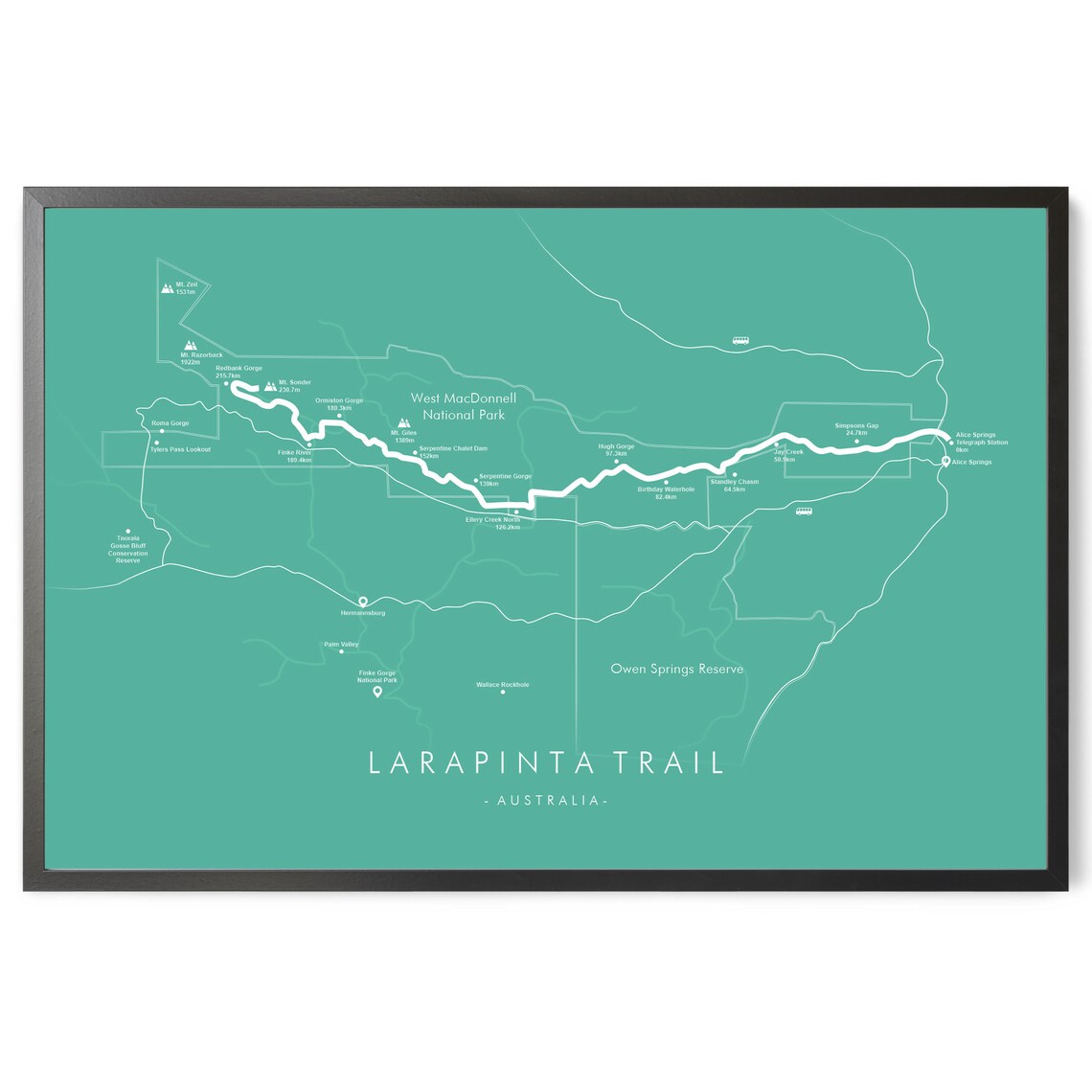 Larapinta Trail Map Larapinta Trail Poster Australia | Etsy