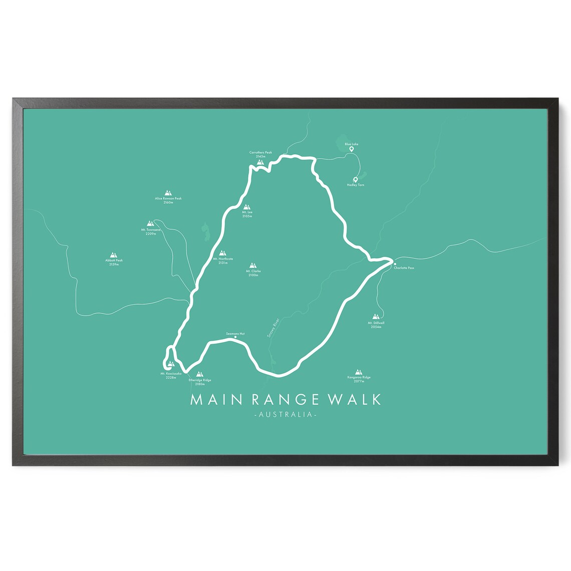 Main Range Walk Map Main Range Walk Poster Kosciuszko | Etsy