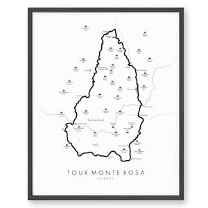 Tour Monte Rosa Map | Tour Monte Rosa Poster | Hiking Europe | Trail ...