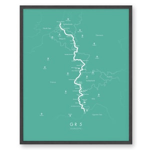 GR5 Trail Map | GR5 Hiking Trail Poster | Grand Randonnée Cinq | Europe ...