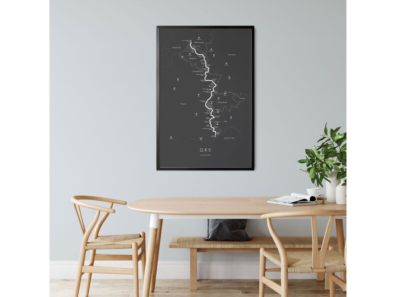 GR5 Trail Map GR5 Hiking Trail Poster Grand Randonnée Cinq | Etsy