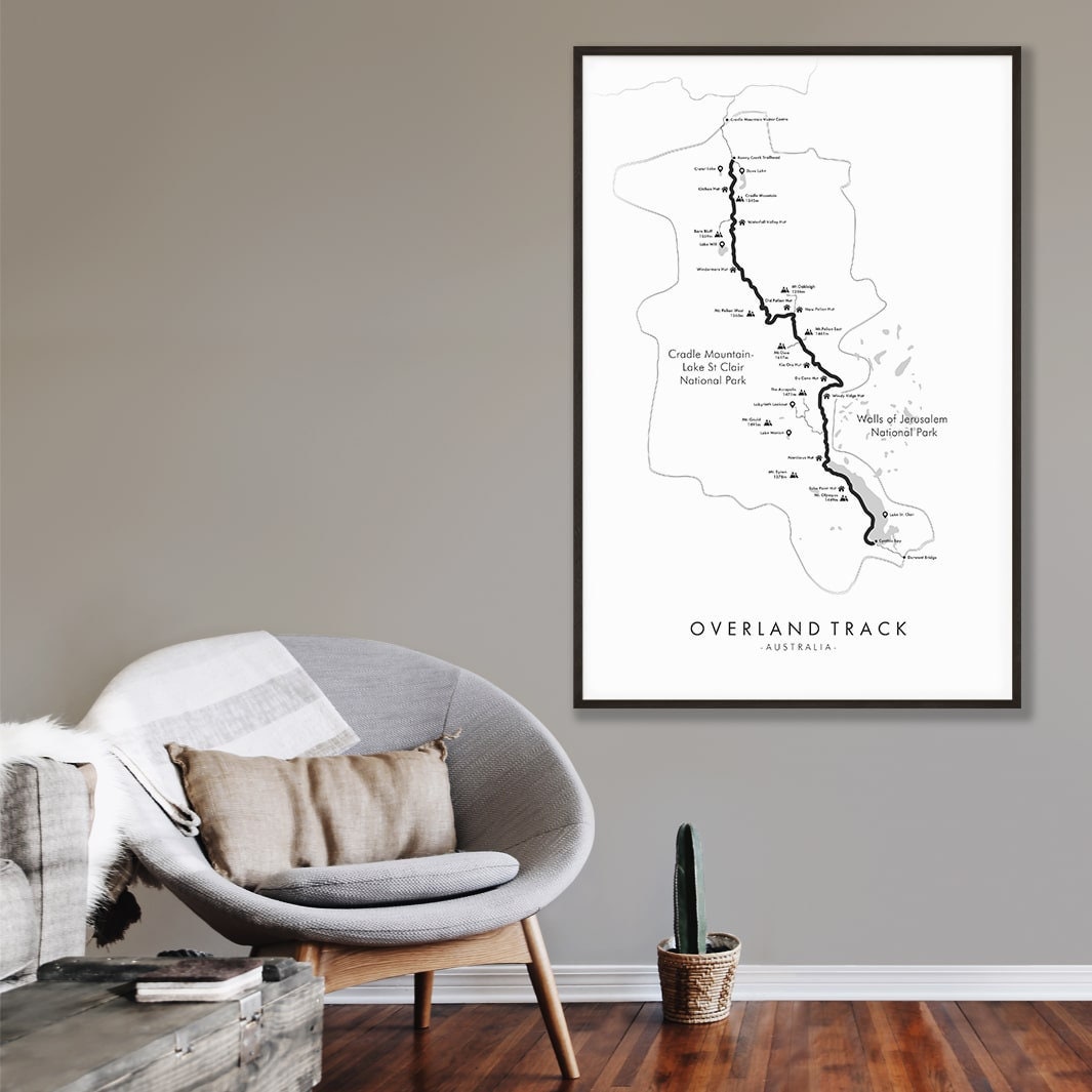 Overland Track Map Overland Trail Poster Tasmania Hiking | Etsy Australia