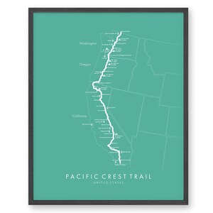 Pacific Crest Trail Map | PCT Hiking Trail Map | PCT Poster | Trail Map ...
