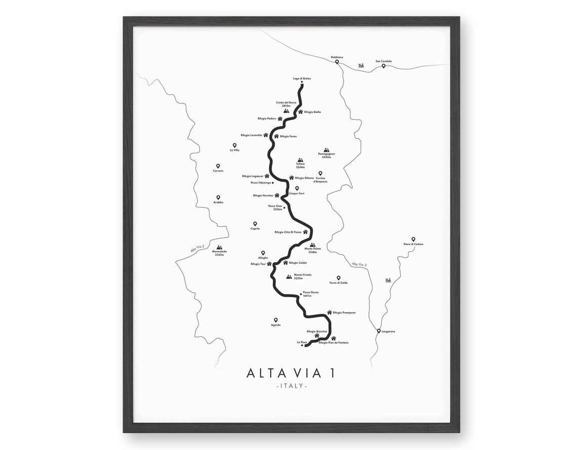 Alta via 1 Trail Map Alta via 1 Trail Map Dolomite High - Etsy
