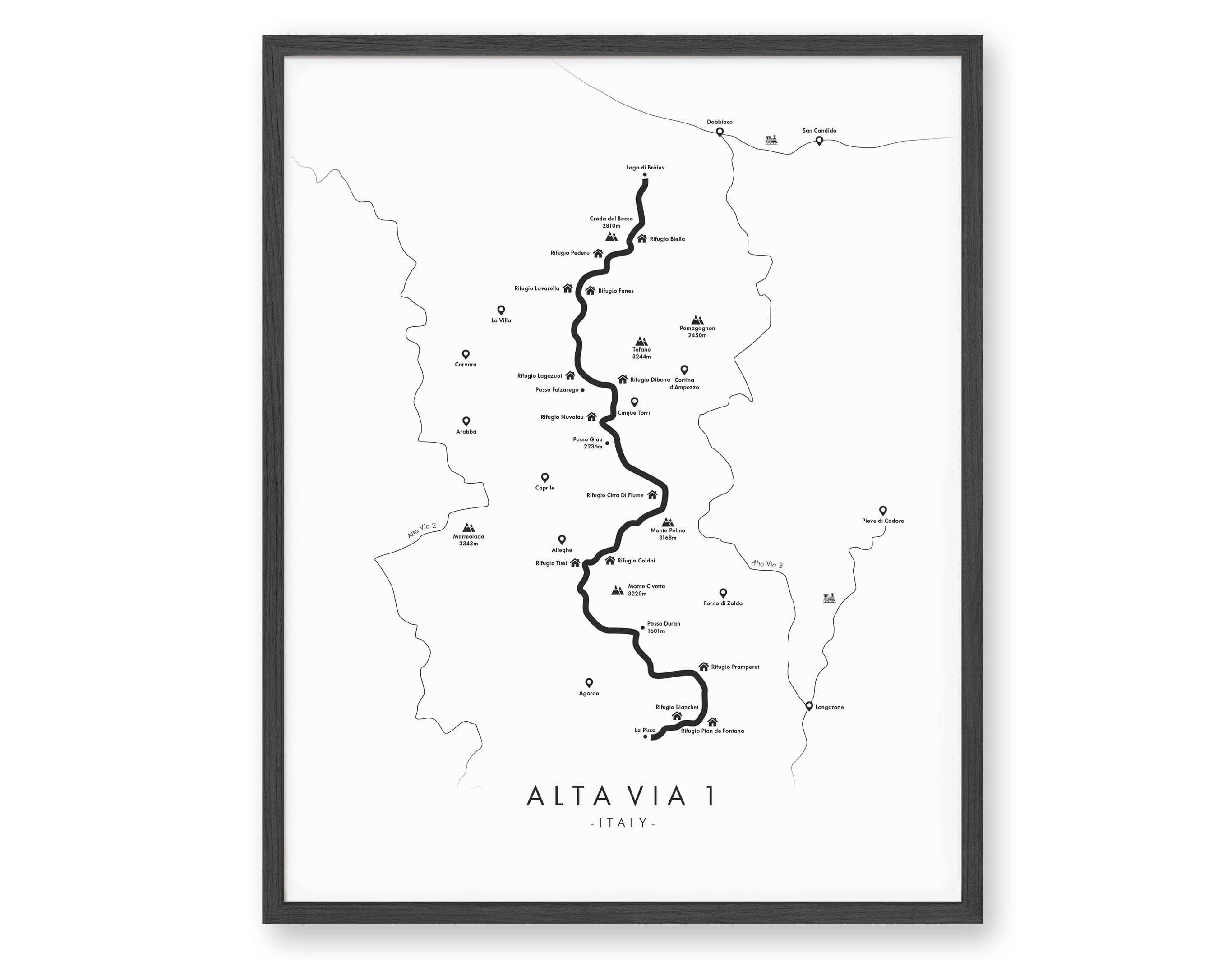 Alta via 1 Trail Map Alta via 1 Trail Map Dolomite High - Etsy