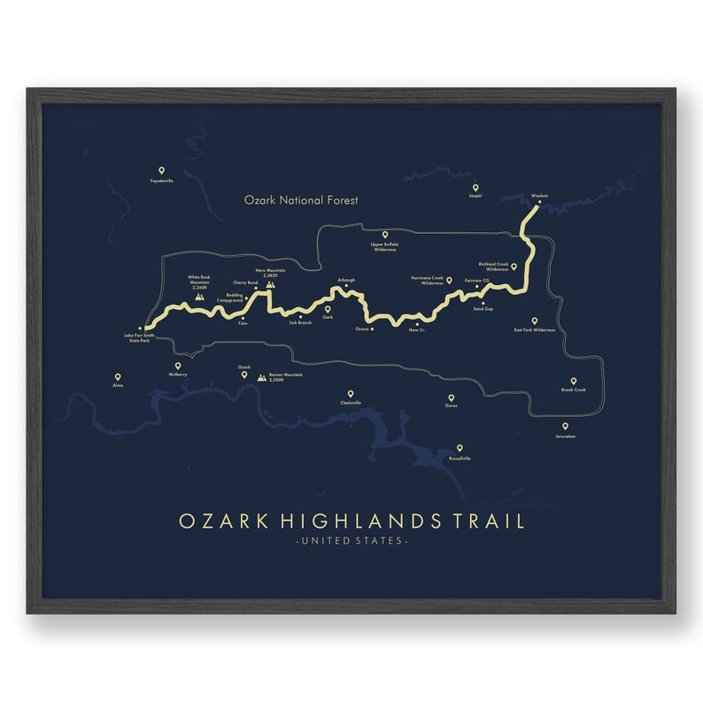 Ozark Highlands Trail Map OHT Hiking Trail Map OHT Poster | Etsy