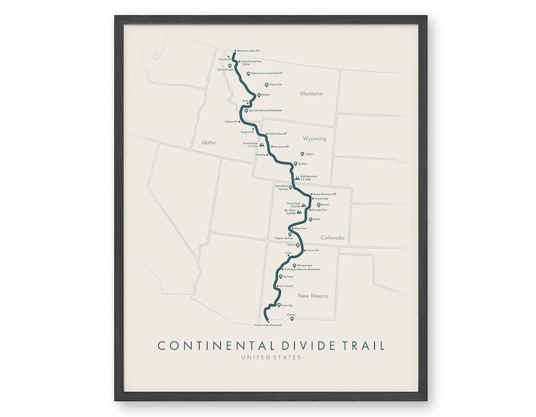 Continental Divide Trail Map - Hiking Trail Poster - Amazing Gift for ...
