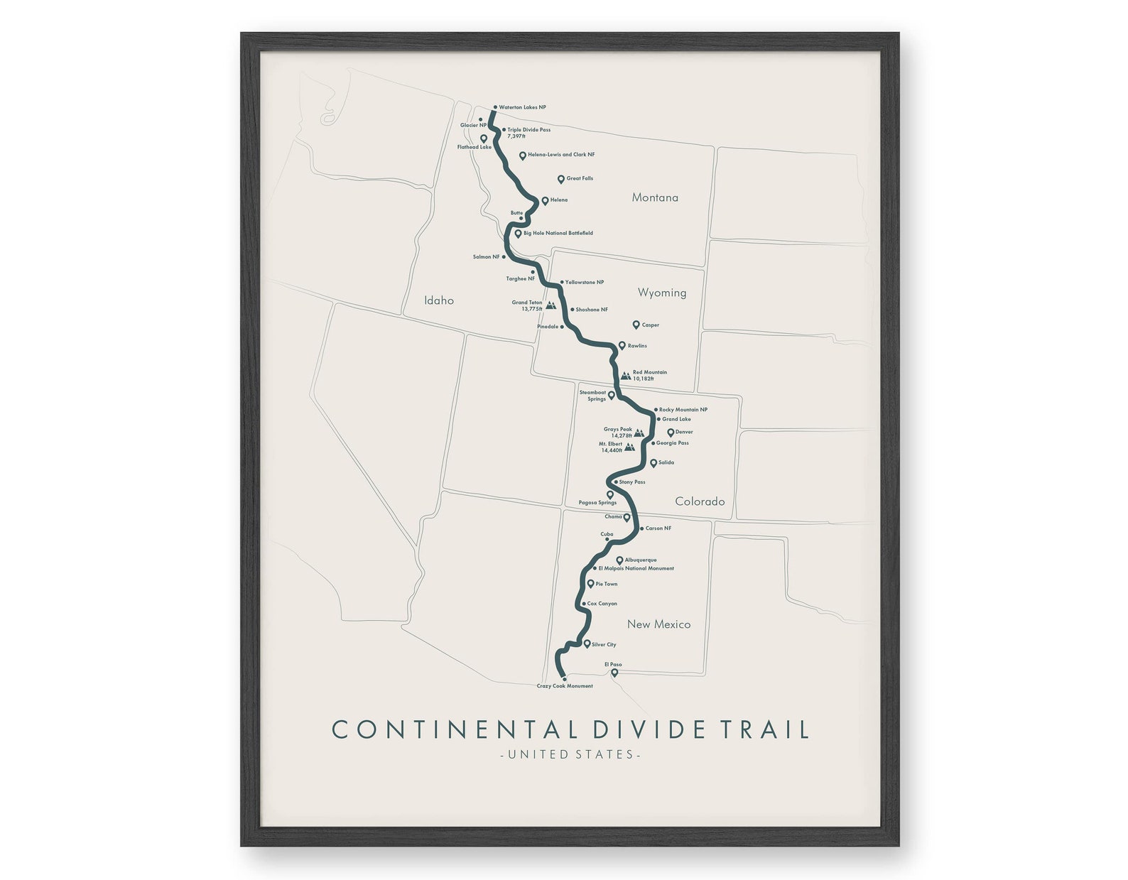 Continental Divide Trail Map Hiking Trail Poster Amazing - Etsy