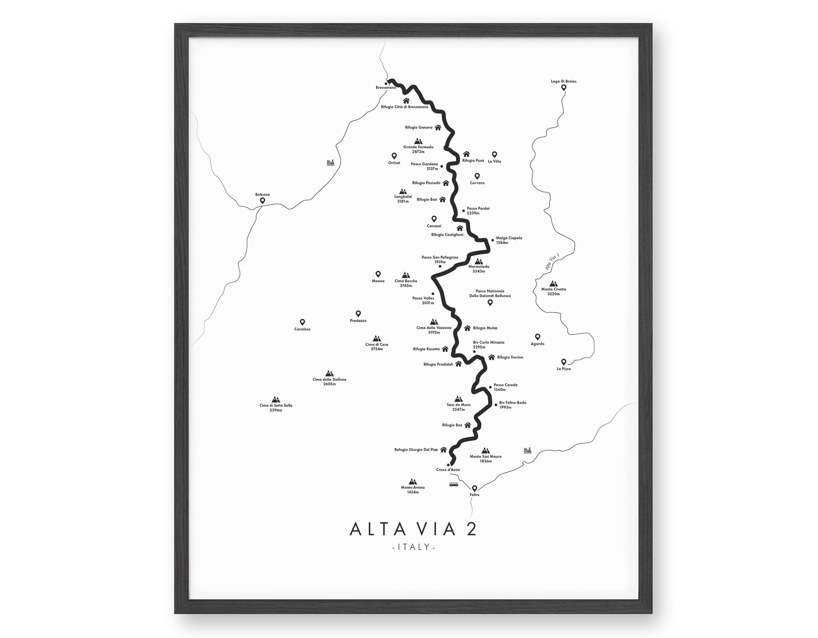 Alta via 2 Poster Alta via 2 Track Map Alta via Wall Art - Etsy