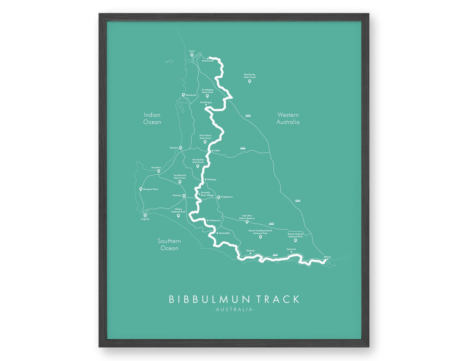 Bibbulmun Track Map Bibbulmun Hiking Poster Australia - Etsy