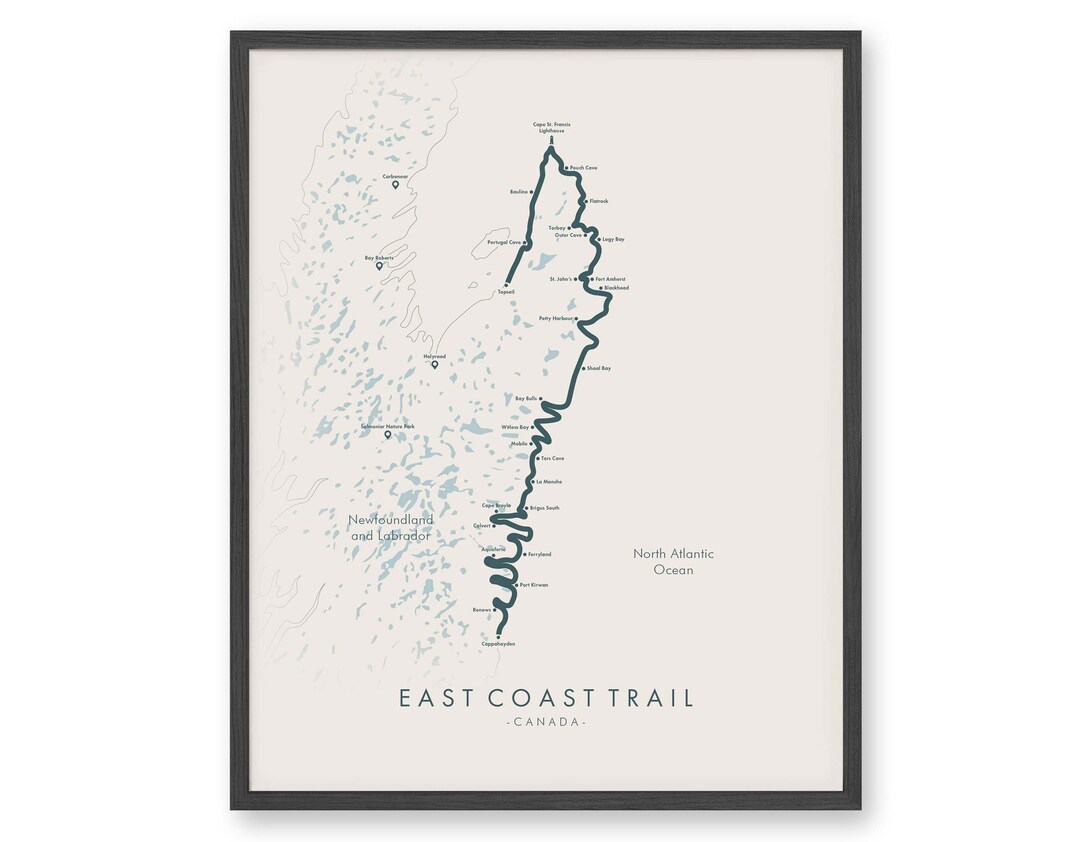 East Coast Trail Map | East Coast Trail Poster | Hiking Canada Poster ...