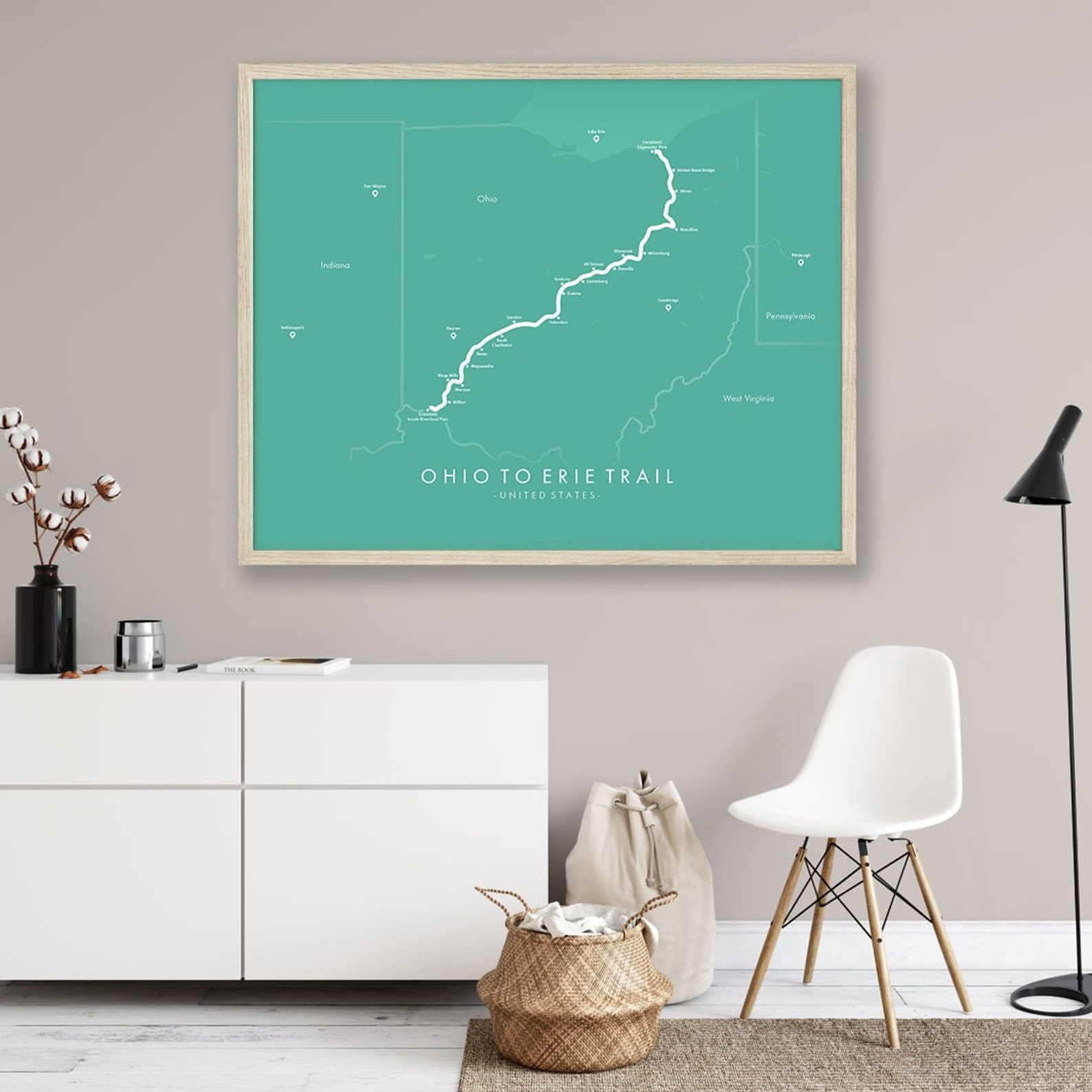 Ohio to Erie Trail Poster | Ohio to Erie Trail Map | Biking Wall Art ...