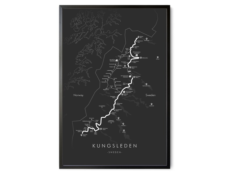 Kungsleden Trail Map Kungsleden Hiking Poster Kings Trail | Etsy