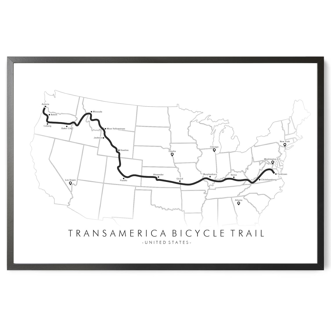 TransAmerica Bicycle Trail Map TransAmerica Bicycle Trail | Etsy