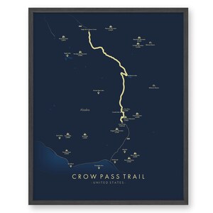 Crow Pass Trail Map | Crow Pass Trail Poster | Alaska Hiking | Trail ...