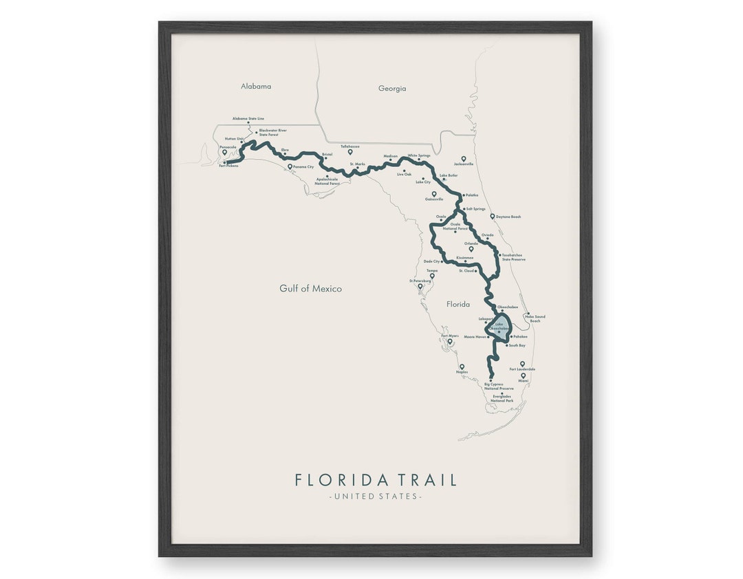 Florida Trail Map | Florida Trail Poster | USA National Scenic Trail ...