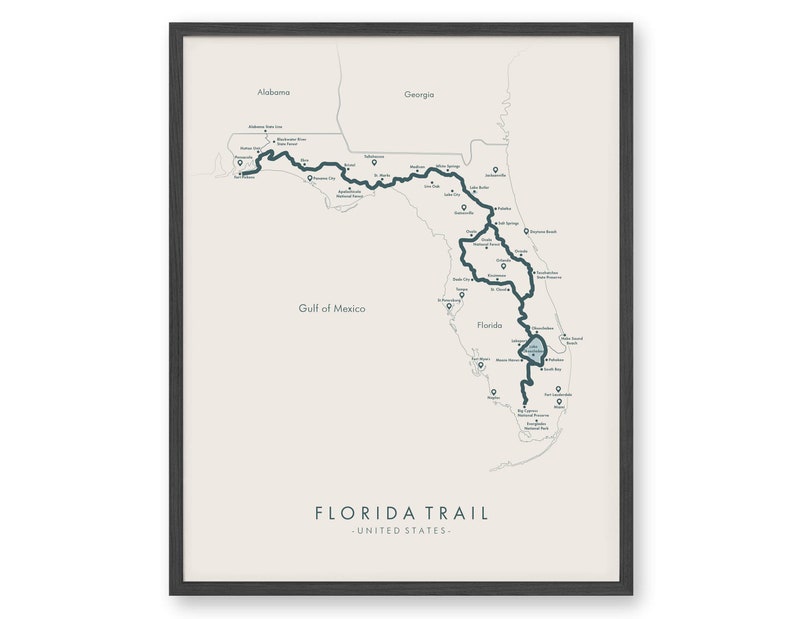 Florida Trail Map | Florida Trail Poster | USA National Scenic Trail ...