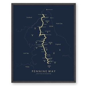 Pennine Way Poster | Pennine Way Track Map | UK Hiking Wall Art ...