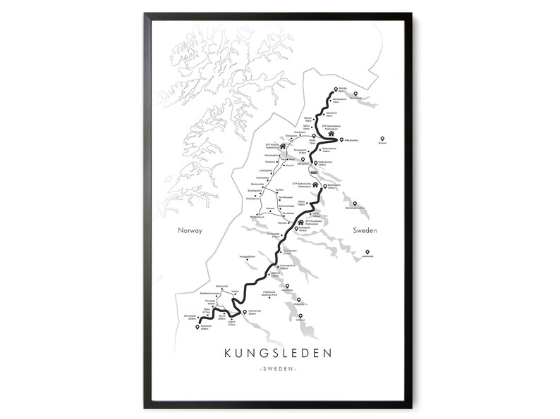 Kungsleden Trail Map Kungsleden Hiking Poster Kings Trail | Etsy