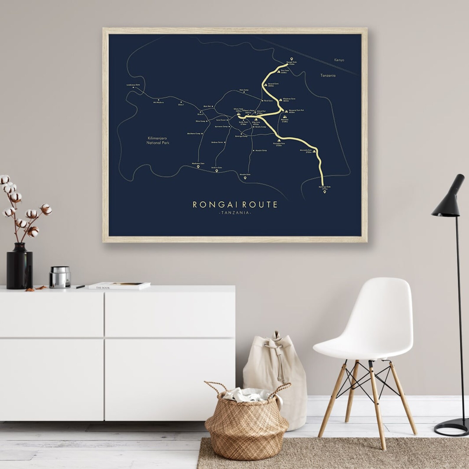 Rongai Route Map | Rongai Route Poster | Kilimanjaro Hiking Poster ...