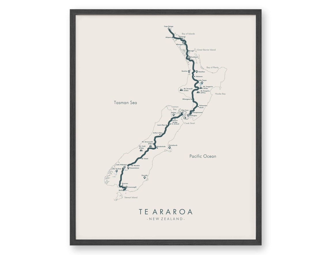 Te Araroa Poster | Te Araroa Track Map | New Zealand Trekking | Relive ...