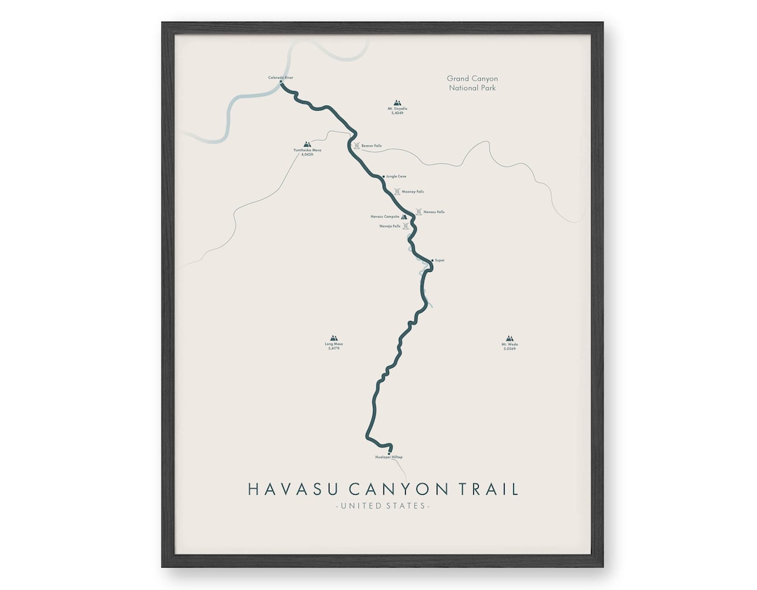 Havasu Canyon Trail Map | Havasupai Falls Hike | Grand Canyon Hiking ...