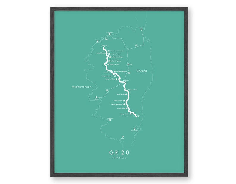 GR20 Track Map GR20 Trail Poster Corsica Hiking Relive | Etsy