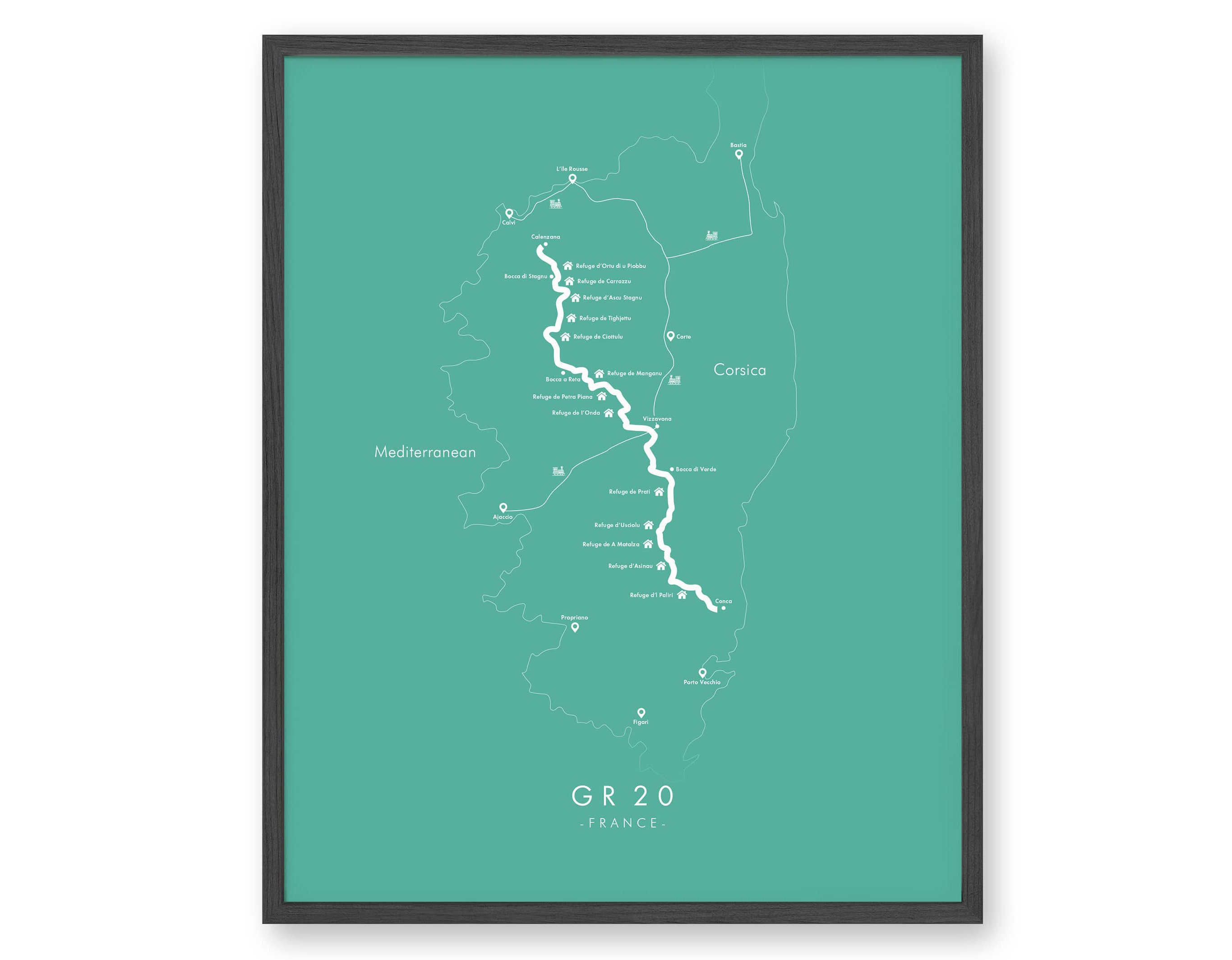 GR20 Track Map | GR20 Trail Poster | Corsica Hiking | Relive Your ...