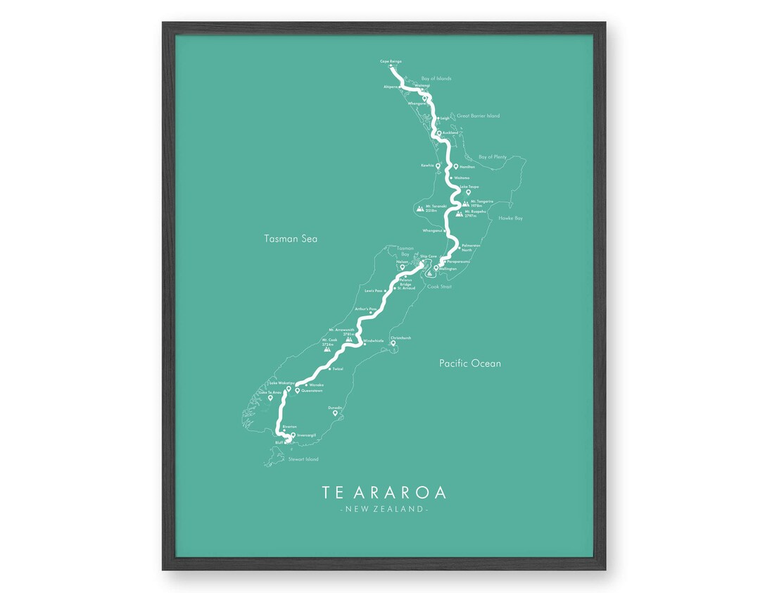 Te Araroa Poster | Te Araroa Track Map | New Zealand Trekking | Relive ...