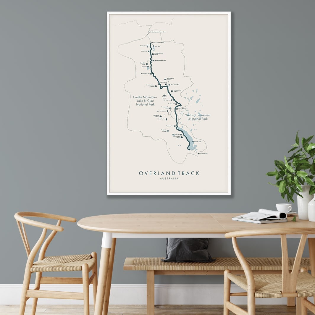 Overland Track Map Overland Trail Poster Tasmania Hiking - Etsy