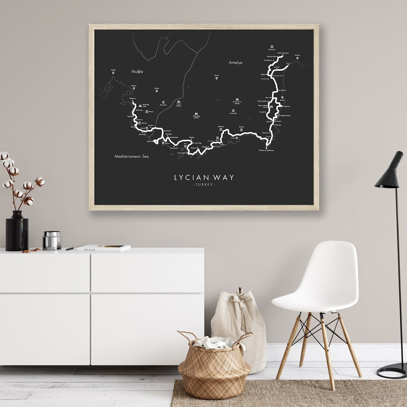Lycian Way Map Lycian Way Trail Poster Hiking Turkey | Etsy