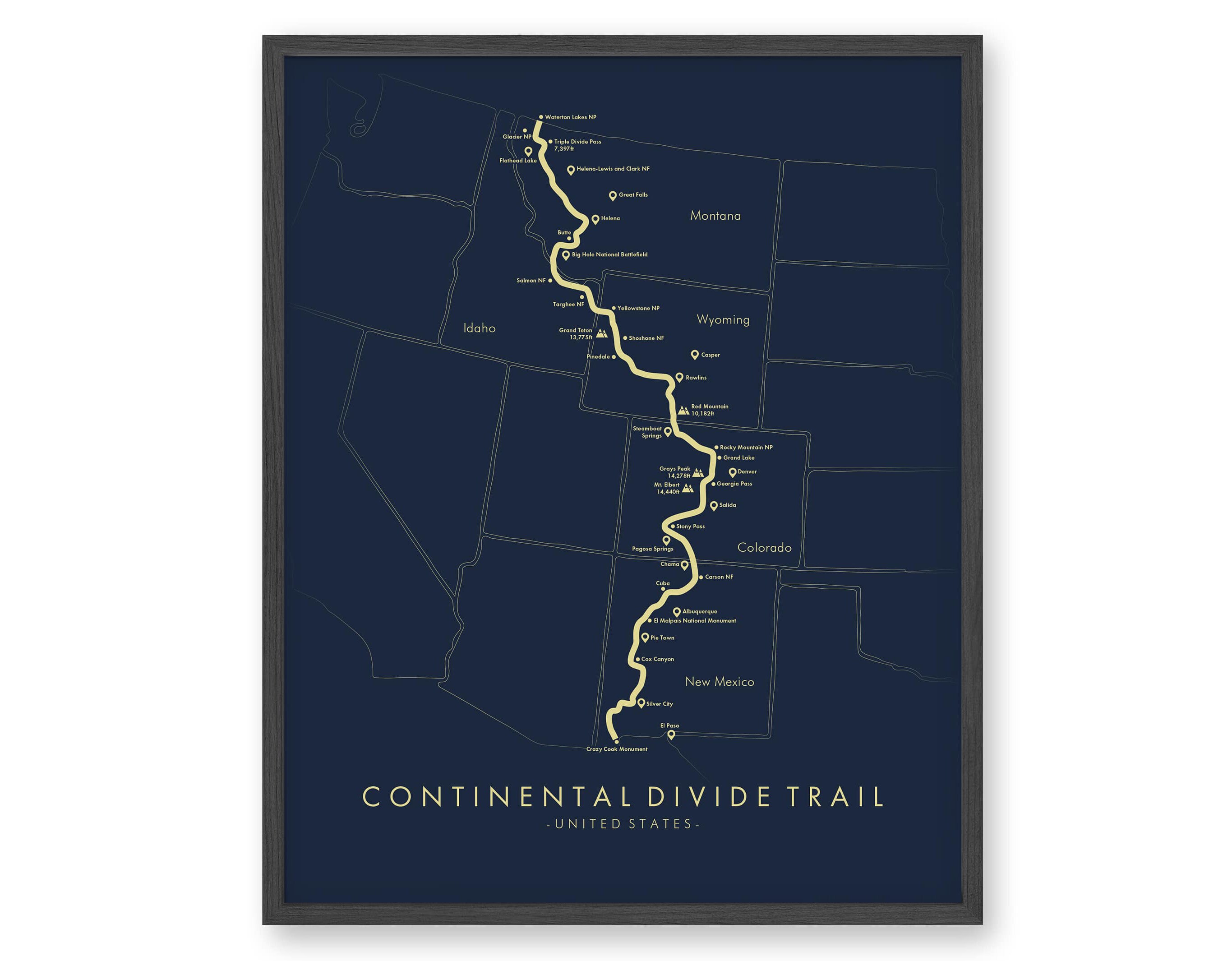 Continental Divide Trail Map Hiking Trail Poster Amazing - Etsy
