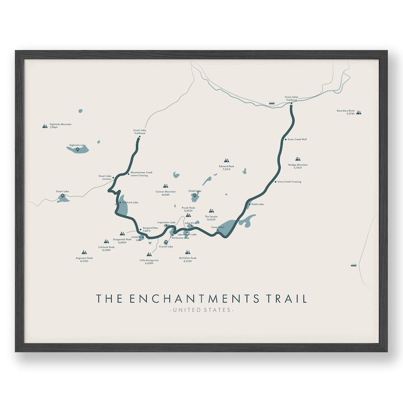 The Enchantments Trail Map | the Enchantments Trail Poster | Alpine ...