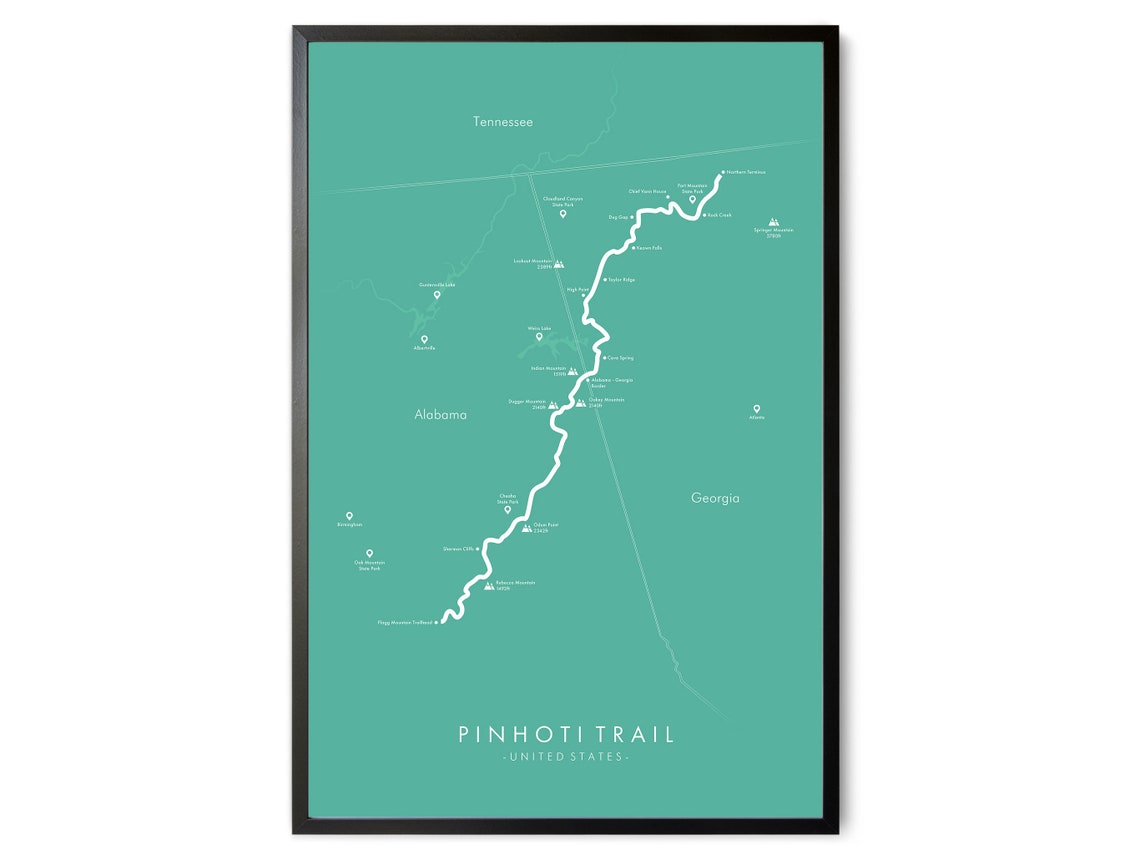 Pinhoti Trail Map Pinhoti Trail Poster National Recreation | Etsy