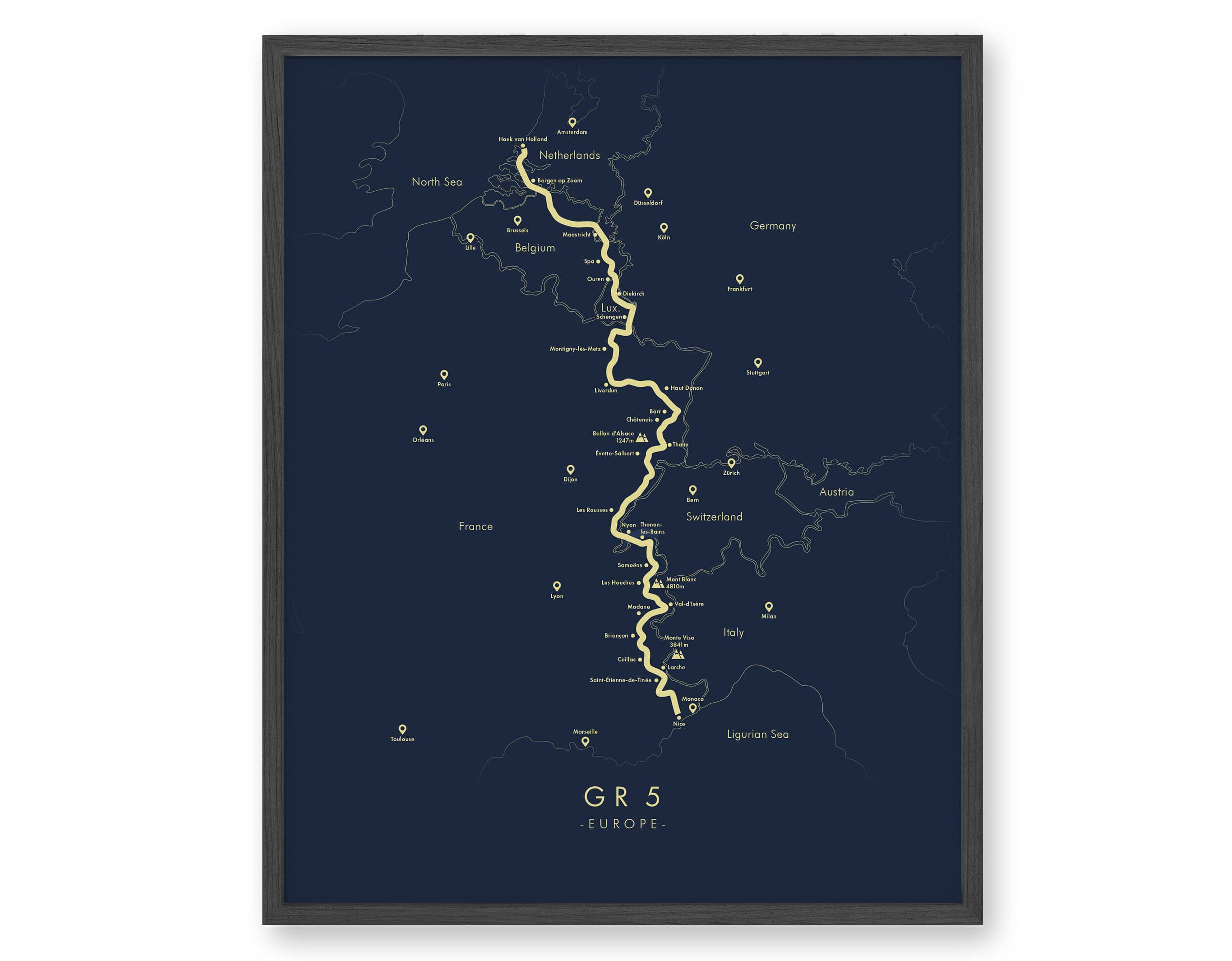 GR5 Trail Map GR5 Hiking Trail Poster Grand Randonnée Cinq - Etsy