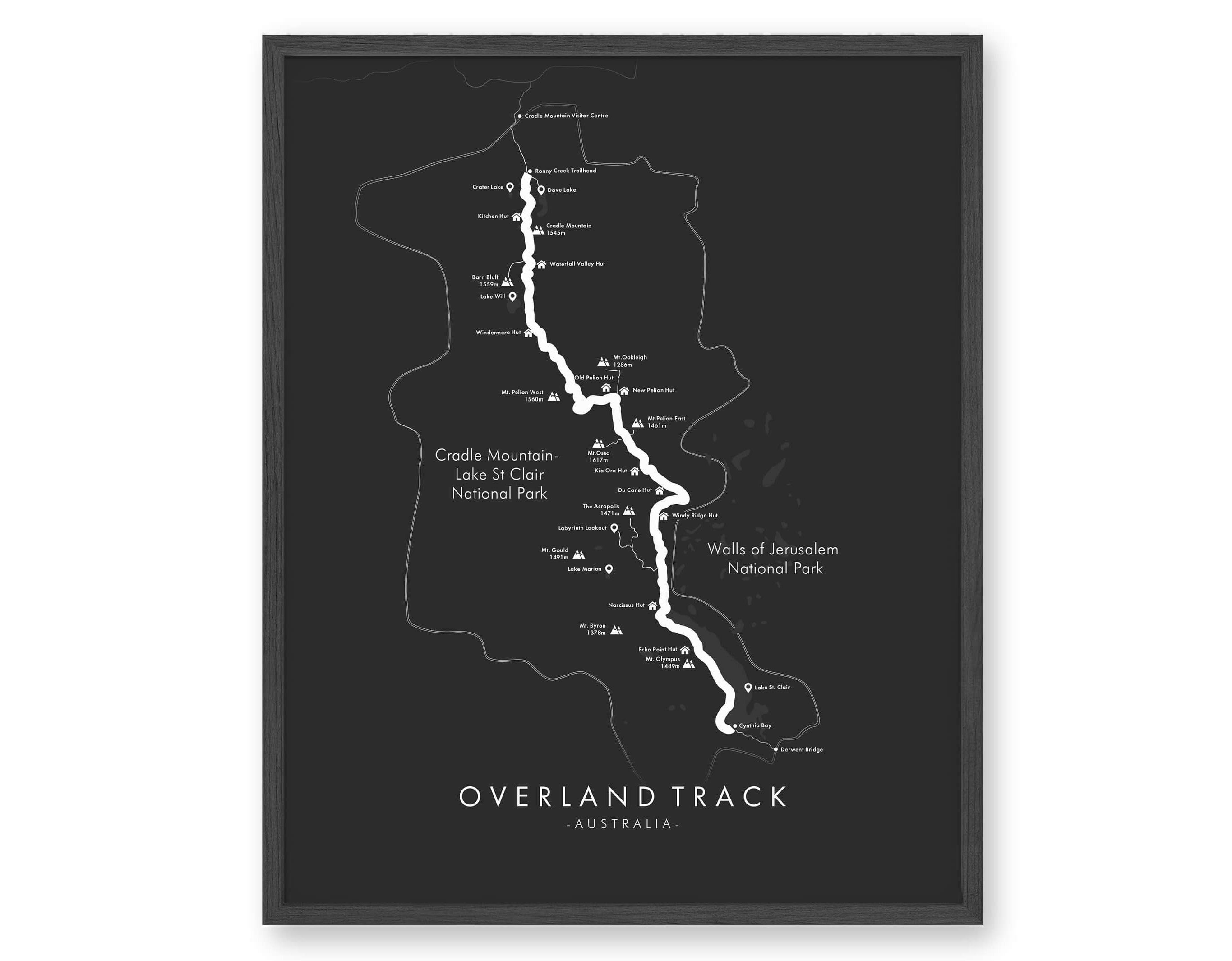 Overland Track Map Overland Trail Poster Tasmania Hiking - Etsy Australia