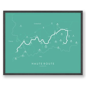 Haute Route Trail Map | High Route Hiking Poster | Mountaineers' Route ...